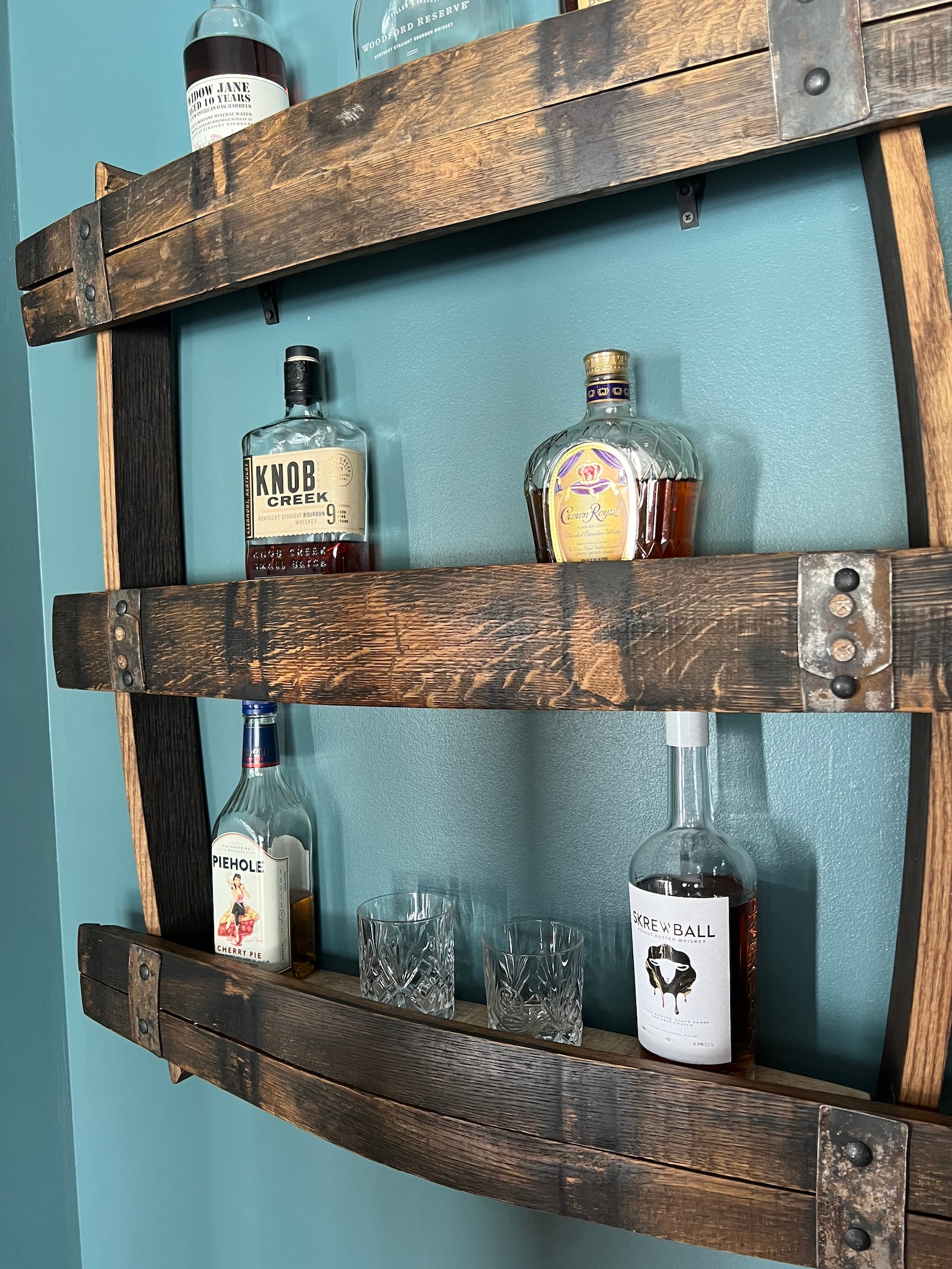 Bottled in Bond Whiskey Barrel Stave Wall Shelf for Large Bourbon ...