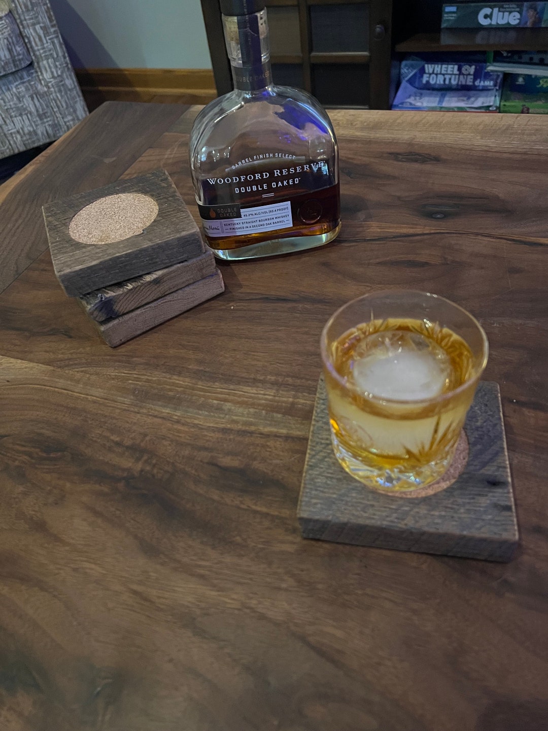 Set of Four Reclaimed Ohio Barn Wood Rustic Rough Sawn Coasters Cork ...