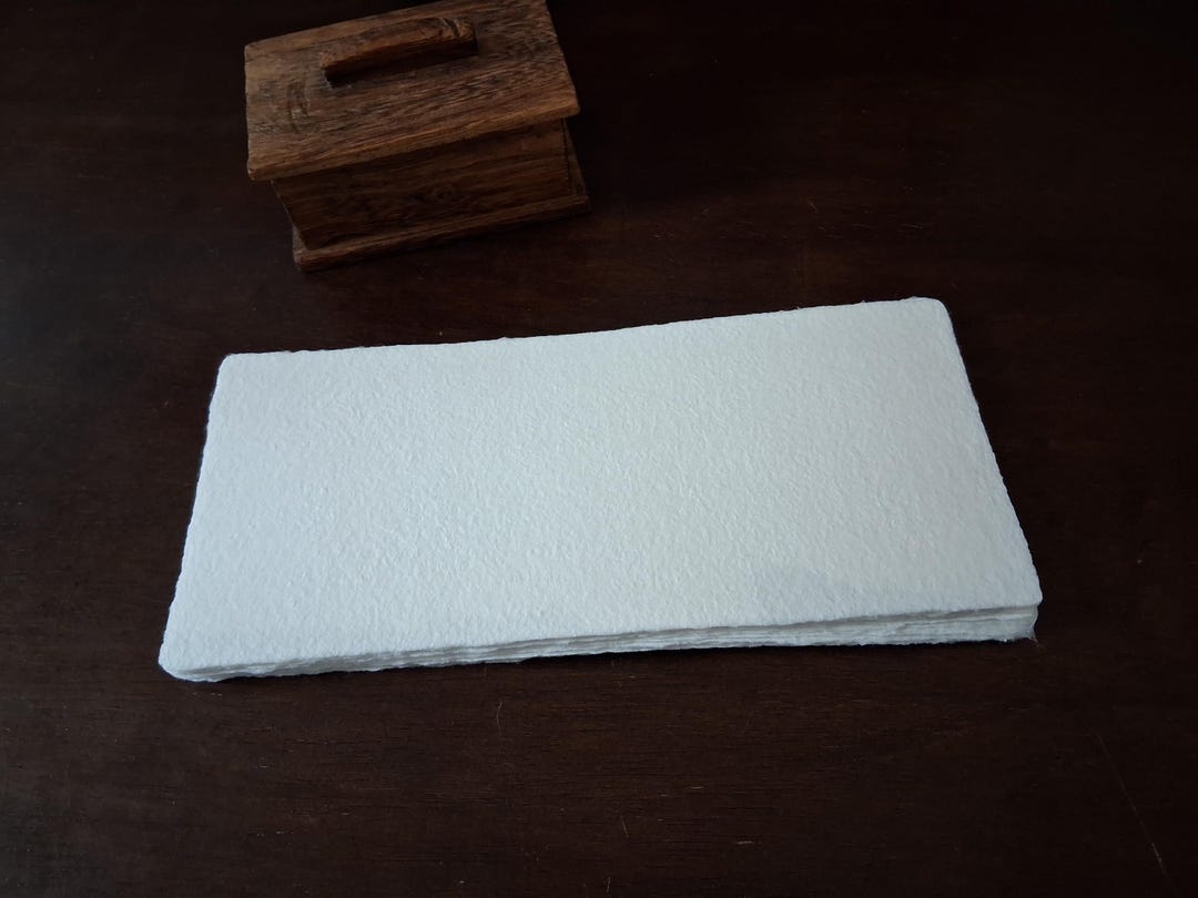 4x9 Inch Handmade Natural White Paper, Textured With True Deckle-edges ...