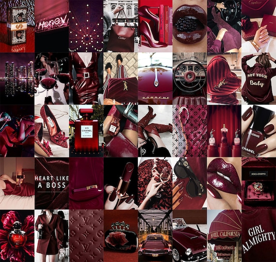 Boujee Burgundy Aesthetic Wall Collage Kit Burgundy Etsy