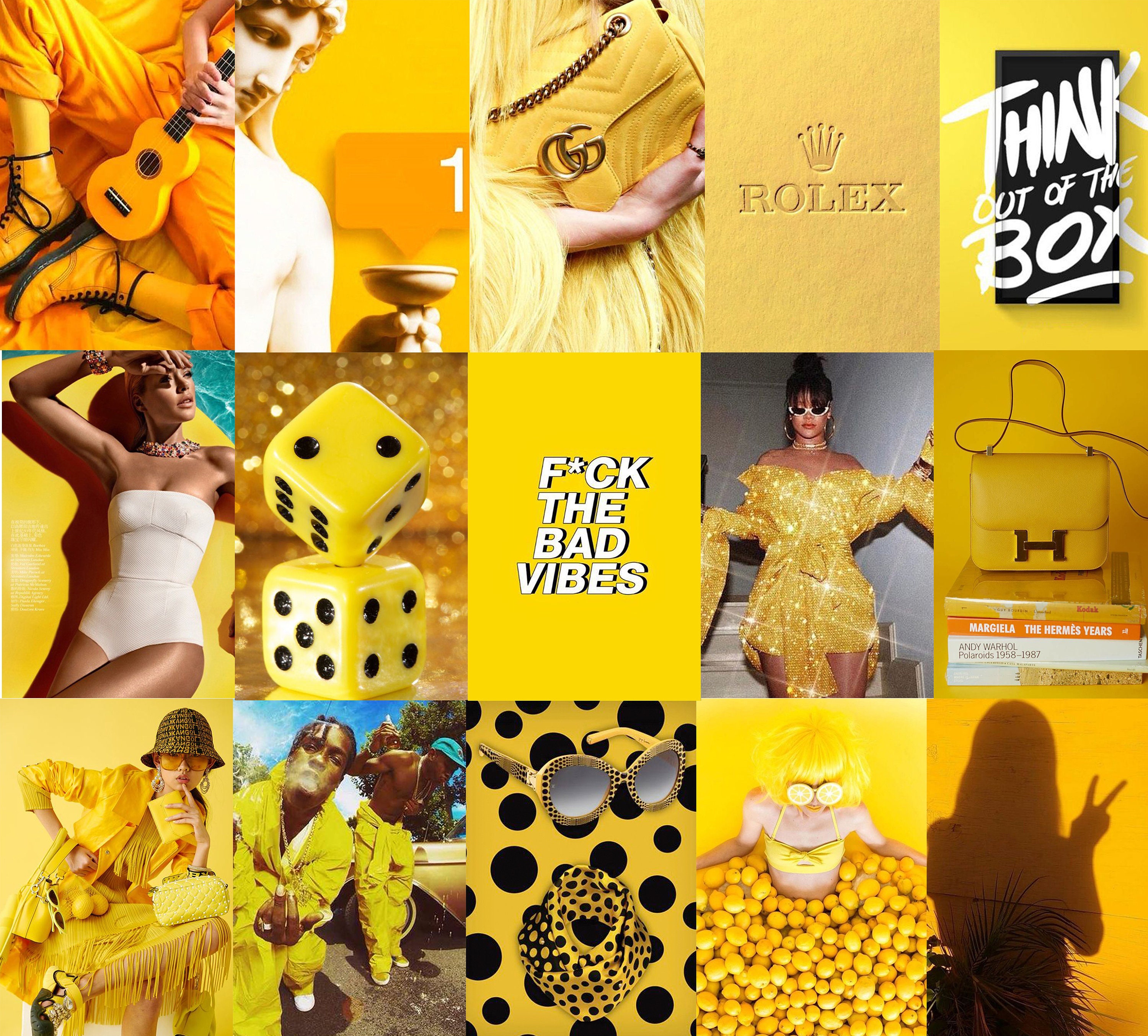Boujee Yellow Aesthetic Wall Collage Kit Yellow Aesthetics - Etsy