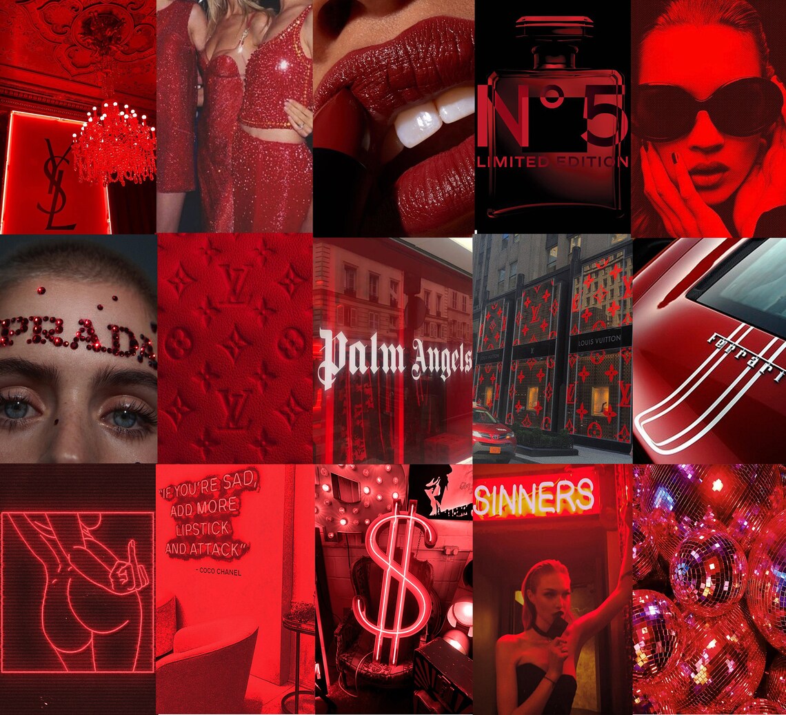 Boujee Red Wall Collage Kit Red Collage Kit Red Aesthetic | Etsy