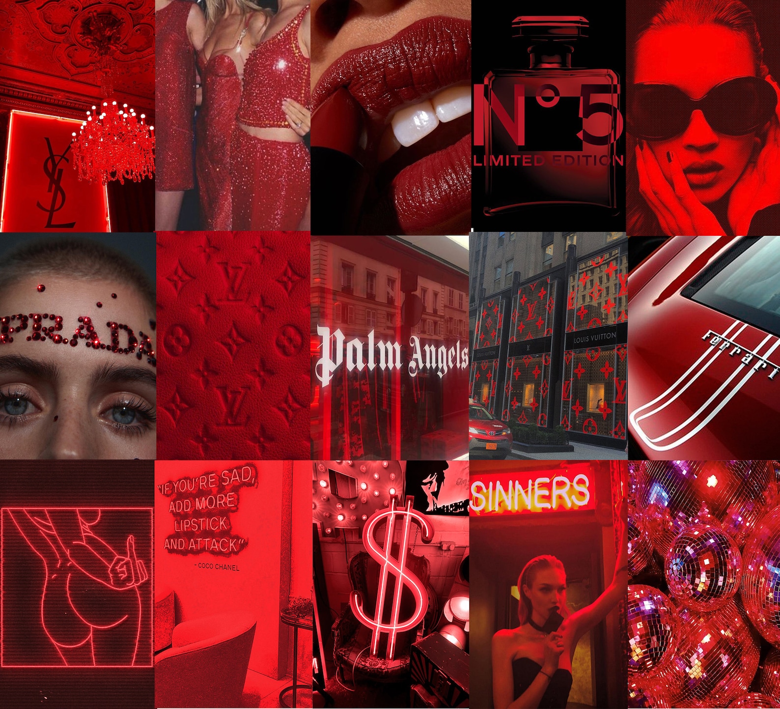 Boujee Red Wall Collage Kit Red Collage Kit Red Aesthetic | Etsy