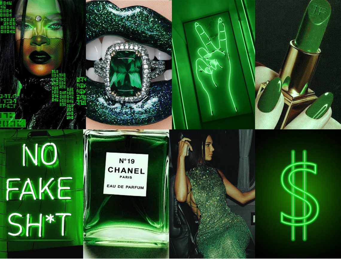 Boujee Green Aesthetic Wall Collage Kit Green Aesthetics - Etsy