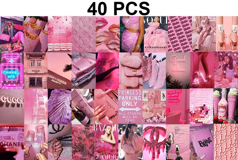 Boujee Pink Aesthetic Wall Collage Kit Pink Aesthetics Etsy