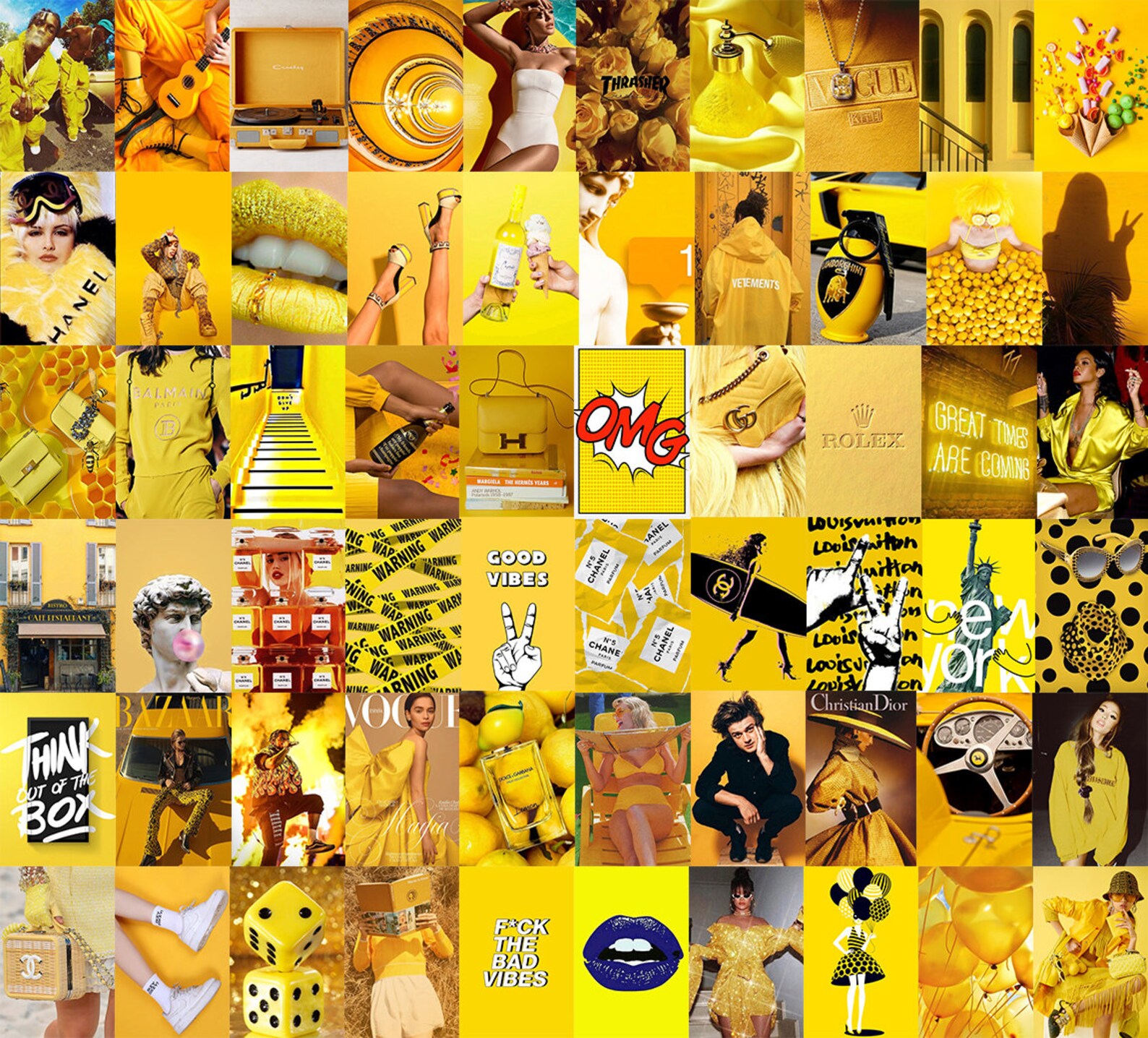 Boujee Yellow Aesthetic Wall Collage Kit , Yellow Aesthetics , Trendy ...