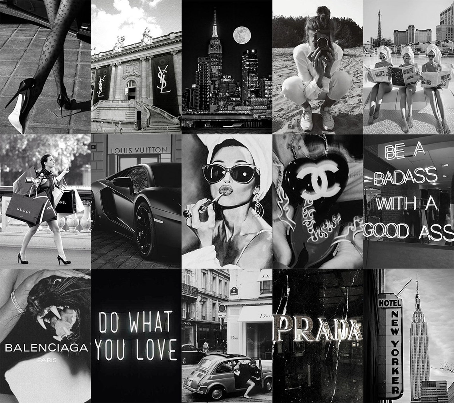 Boujee Black and White Wall Collage Kit Black and White - Etsy