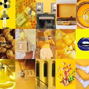 Boujee Yellow Aesthetic Wall Collage Kit , Yellow Aesthetics , Trendy ...