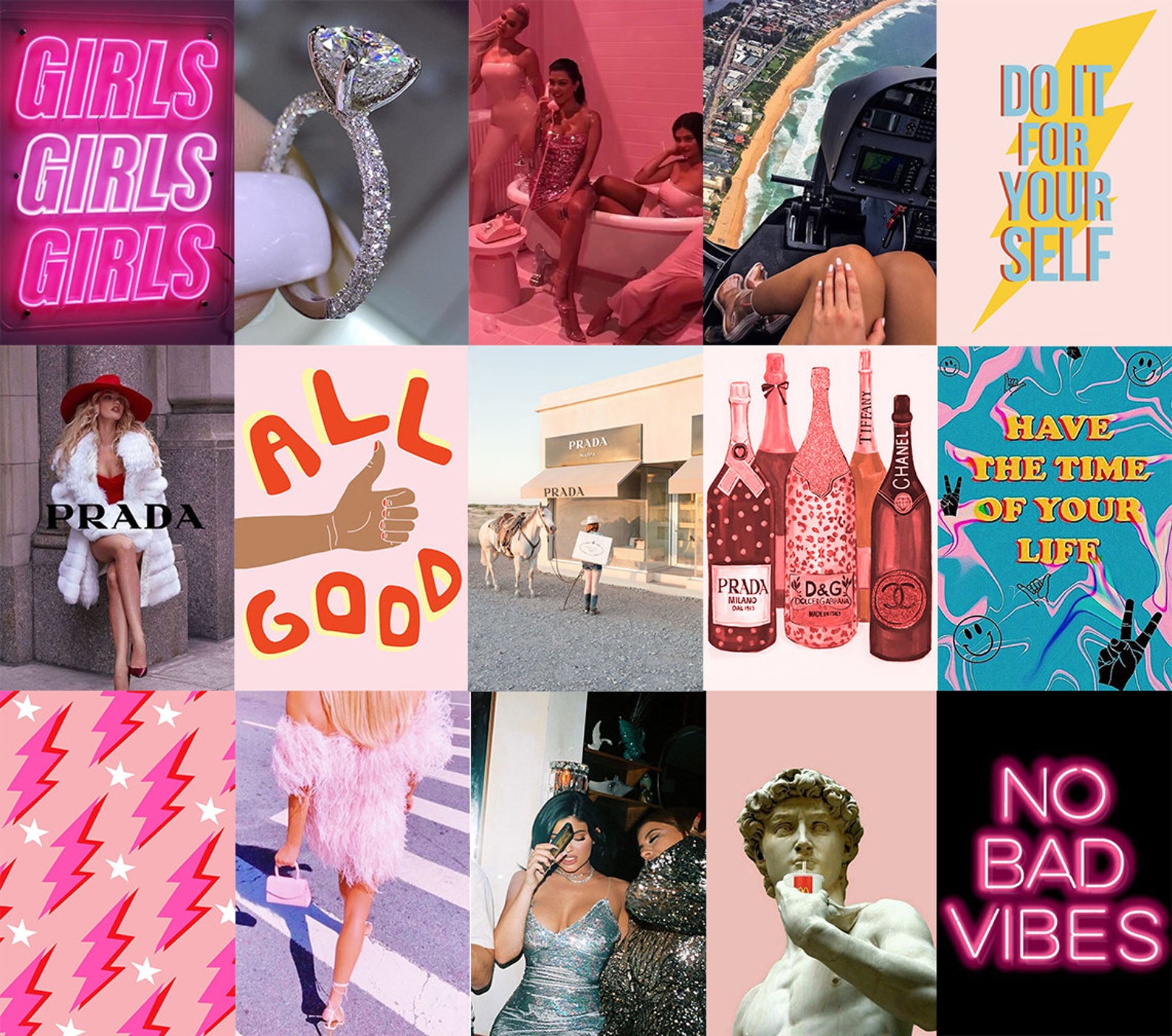 120 Pcs Boujee Aesthetic Wall Collage Kit Boujee Aesthetics - Etsy