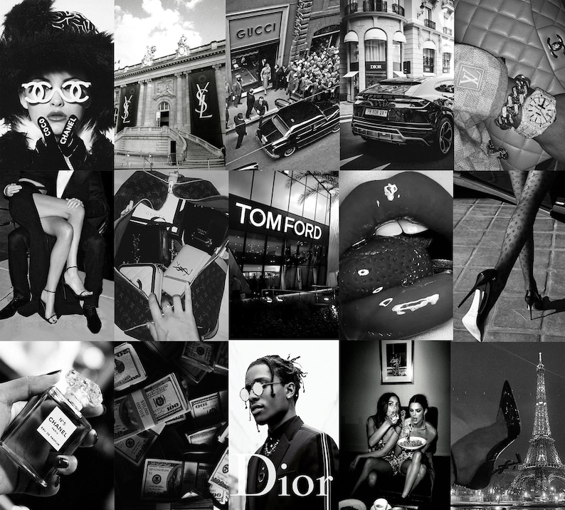 Boujee Black And White Aesthetic Wall Collage Kit Black And Etsy