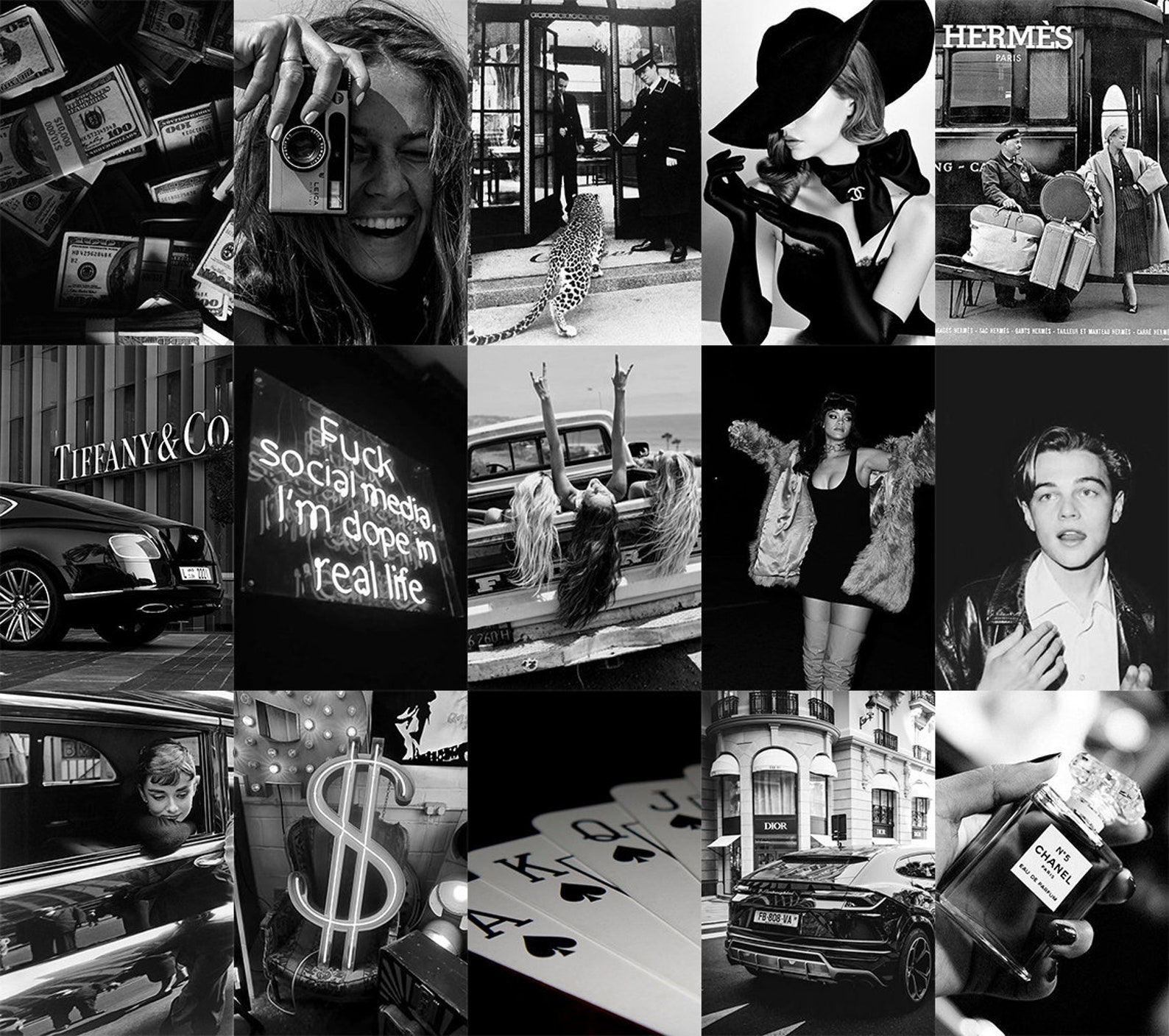120 Pcs Boujee Black And White Aesthetic Wall Collage Kit Etsy
