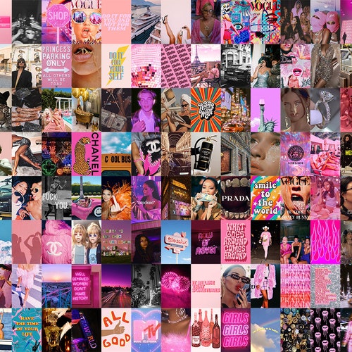 Boujee Pink Aesthetic Wall Collage Kit Pink Aesthetics Etsy