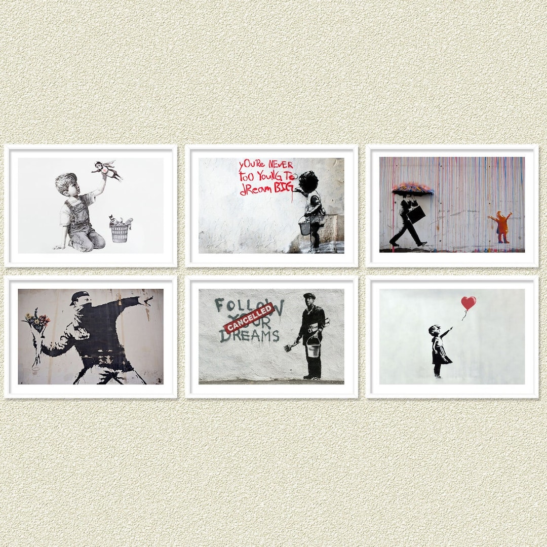 Banksy Print Set of 6 , Banksy Poster , Banksy Wall Art , Street Art ...