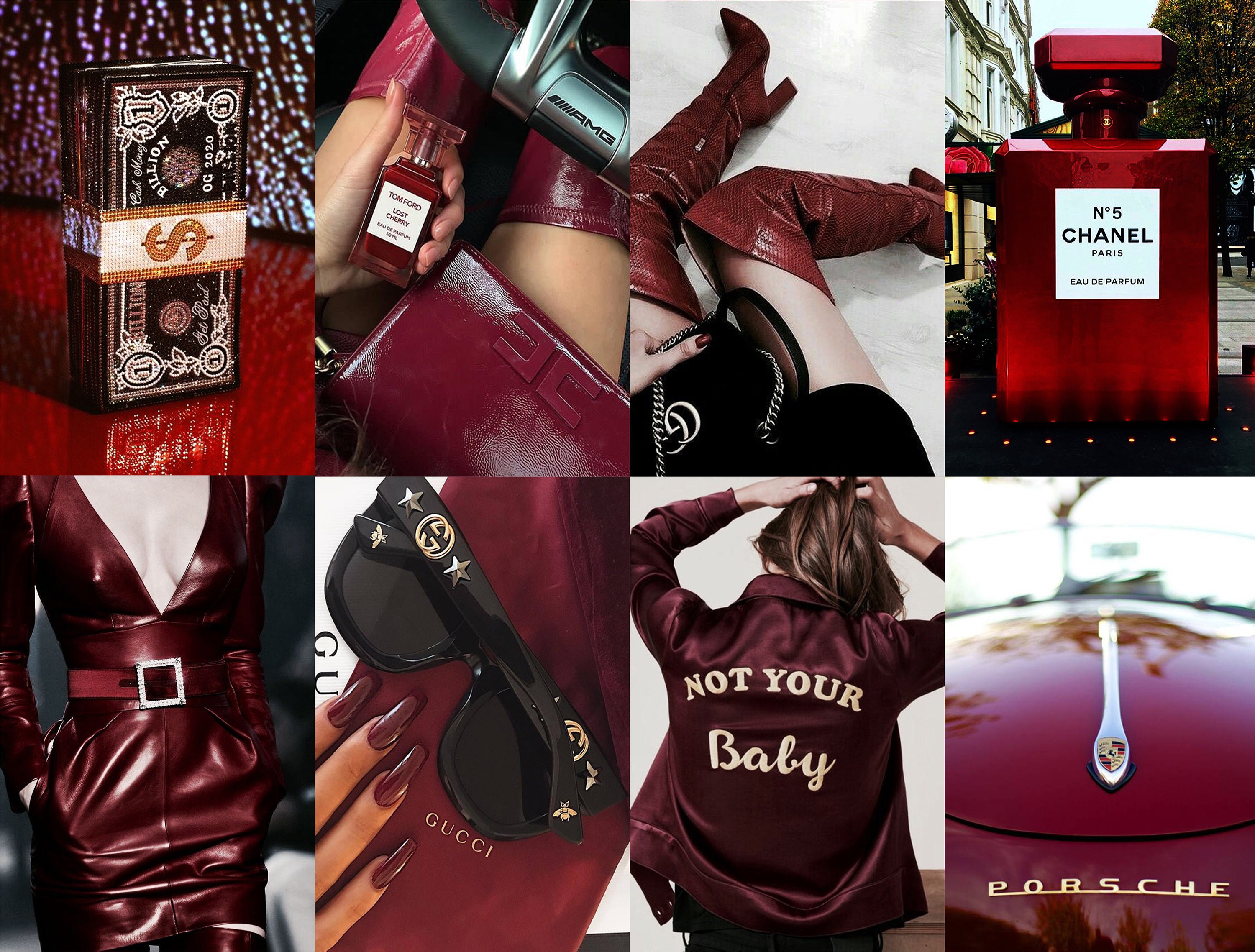 Boujee Burgundy Aesthetic Wall Collage Kit Burgundy Etsy