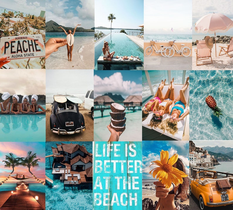 Beachy Aesthetic Wall Collage Kit Summer Aesthetics Trendy - Etsy