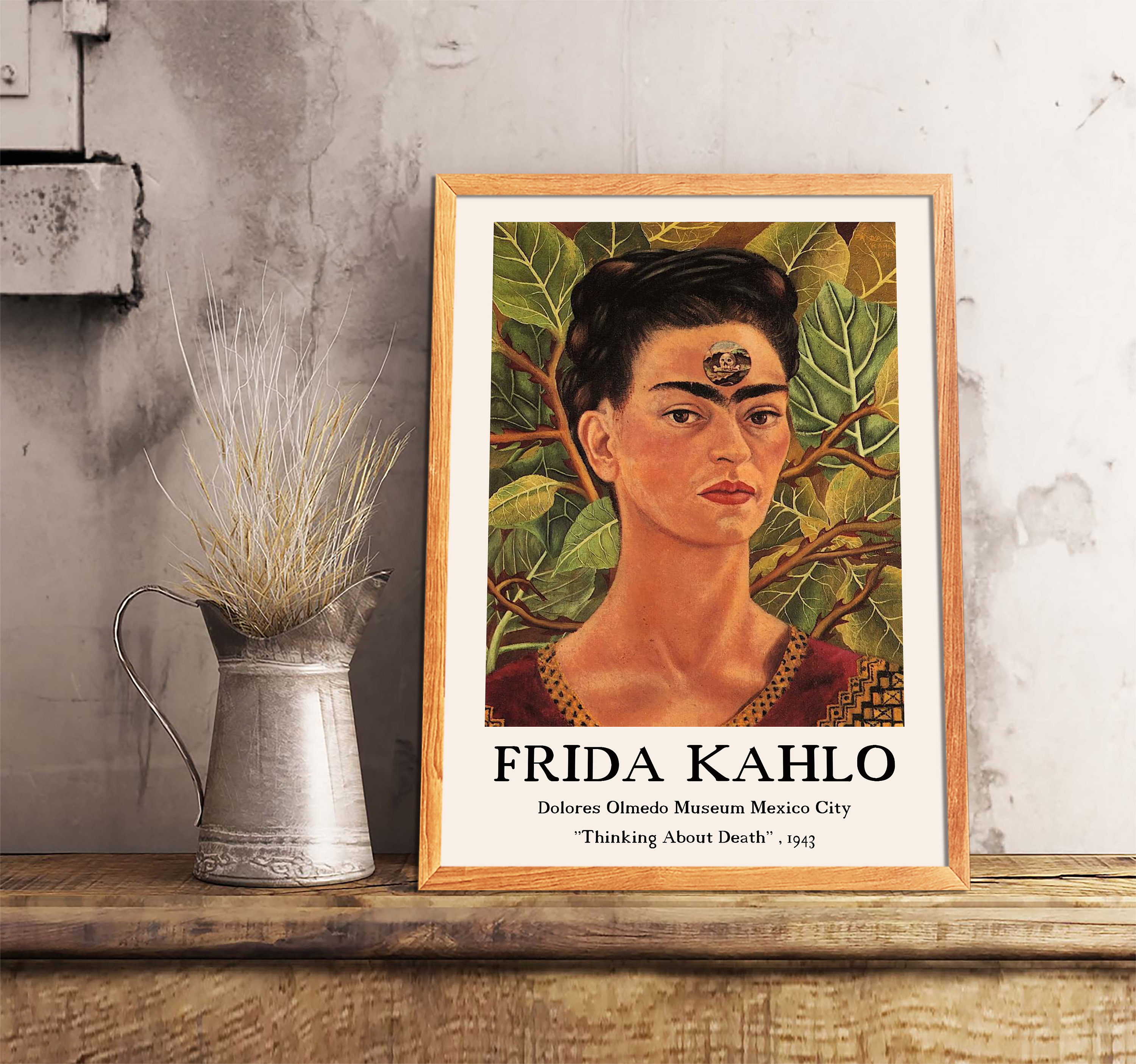Frida Kahlo Poster Exhibition Poster Thinking About Death | Etsy