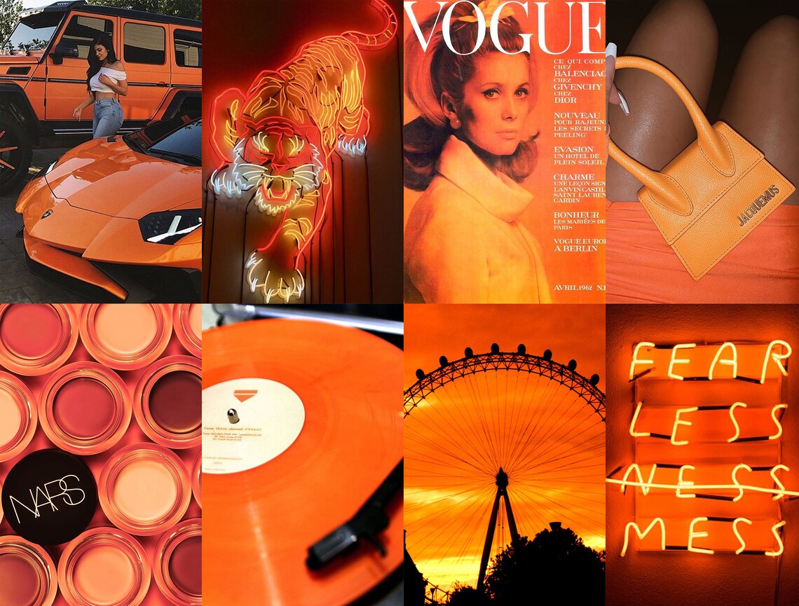 Boujee Orange Aesthetic Wall Collage Kit Orange Aesthetics - Etsy