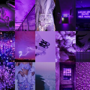 120 Pcs Boujee Purple Aesthetic Wall Collage Kit , Neon Purple ...