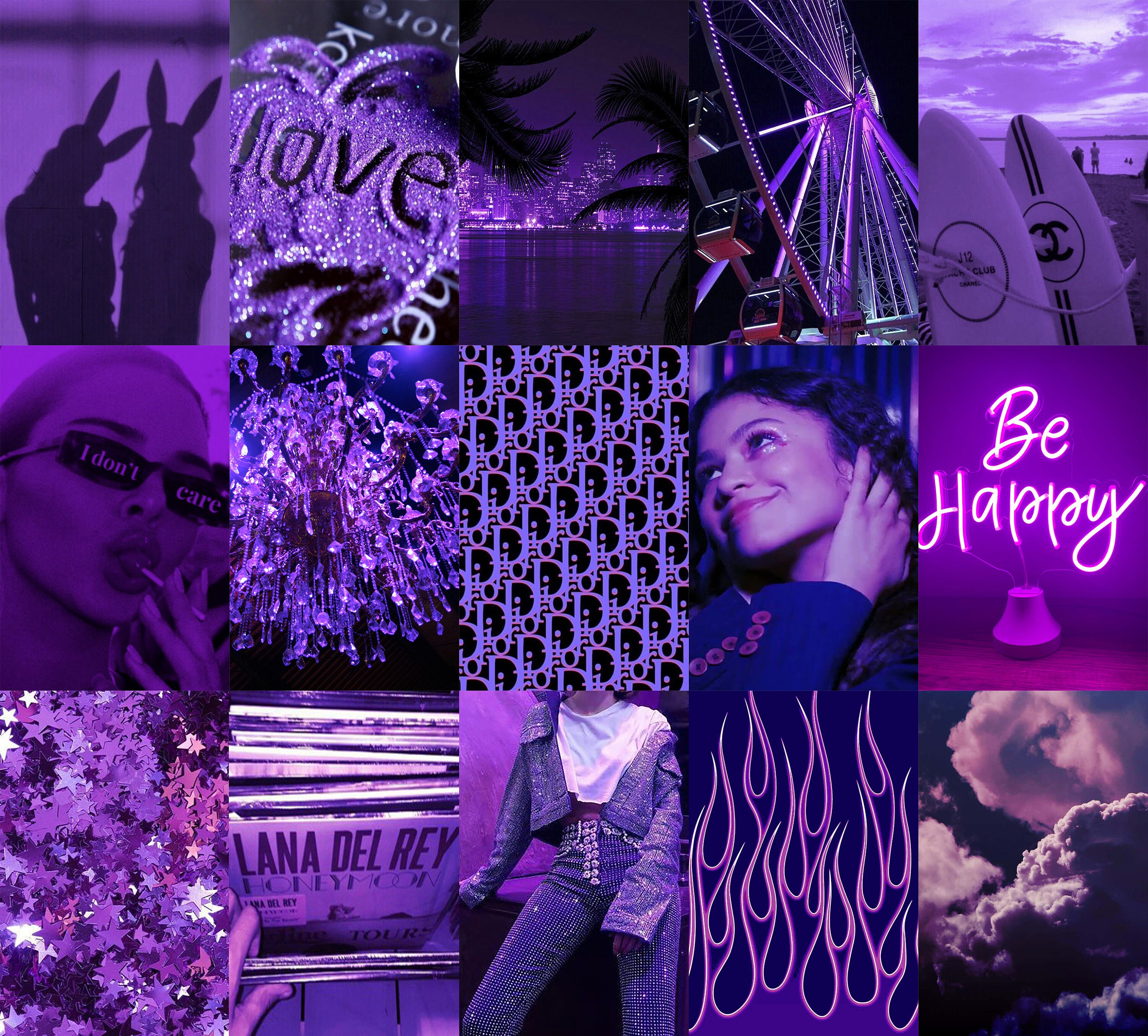 Boujee Purple Wall Collage Kit Purple Collage Kit Purple Etsy