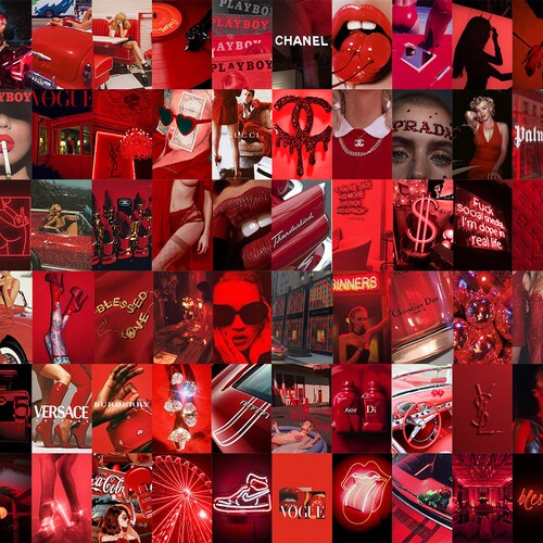 Boujee Red Wall Collage Kit Red Collage Kit Red Aesthetic | Etsy