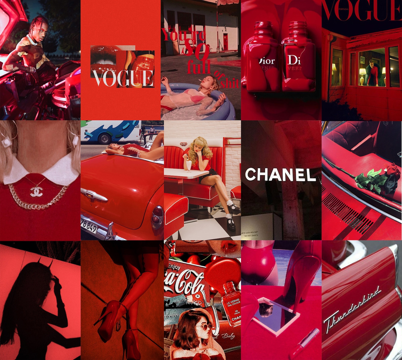 Boujee Red Wall Collage Kit Red Collage Kit Red Aesthetic | Etsy