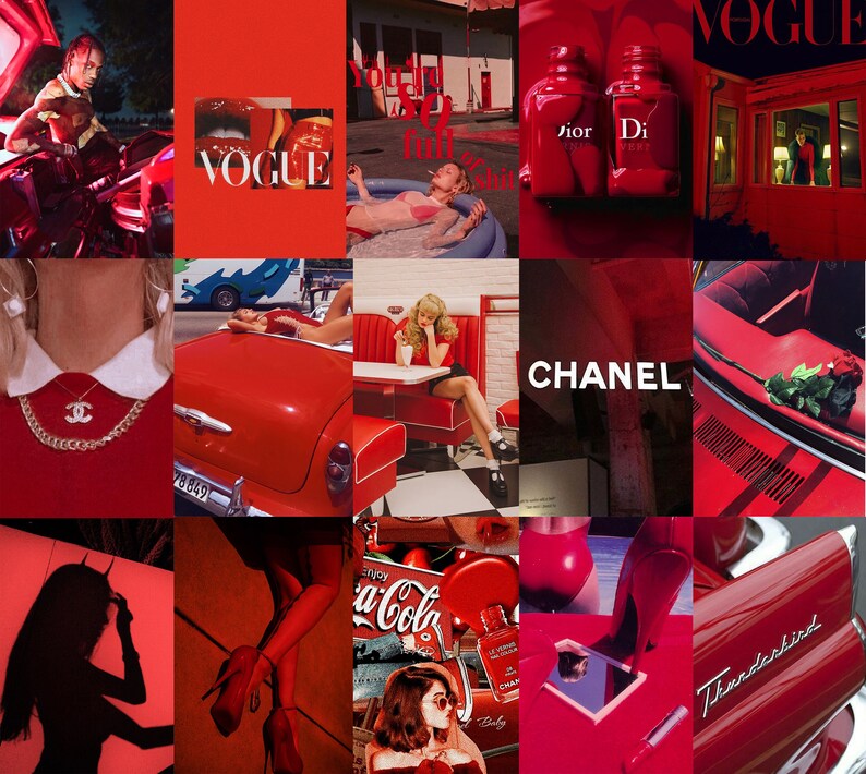 Boujee Red Wall Collage Kit Red Collage Kit Red Aesthetic | Etsy