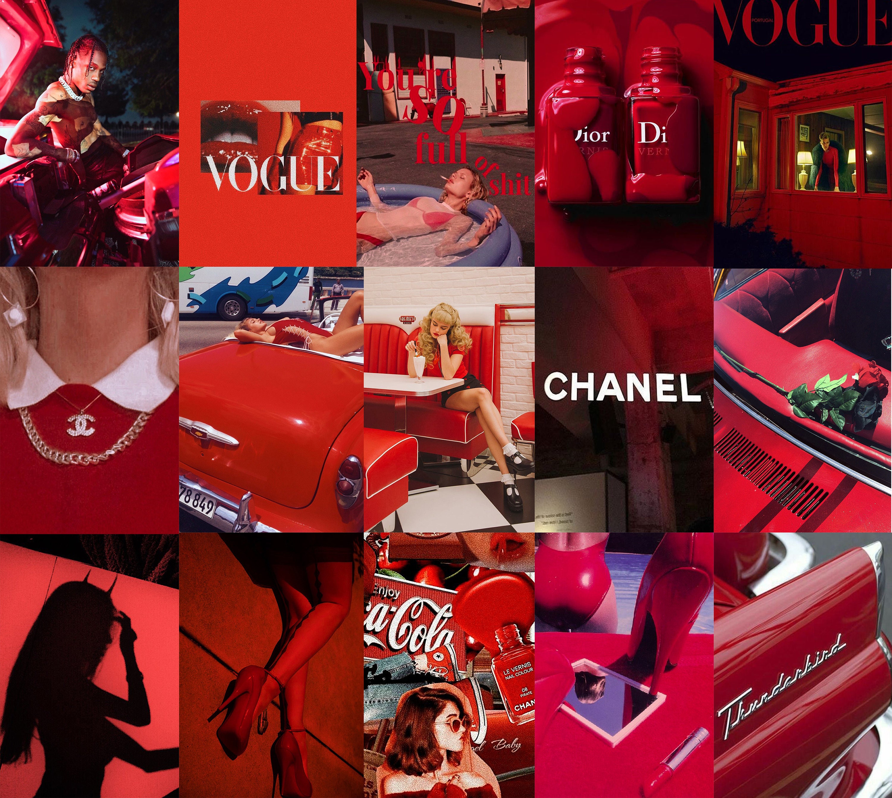 Boujee Red Wall Collage Kit Red Collage Kit Red Aesthetic | Etsy