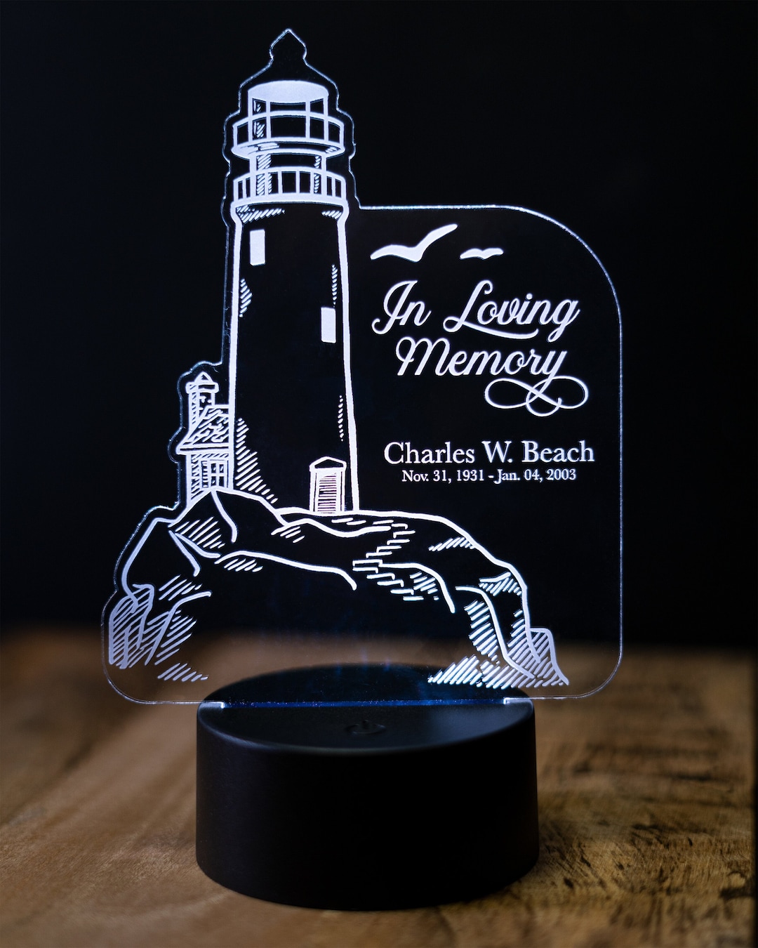 Personalized in Memory Lighthouse Game on Acrylic Light up Sign With ...
