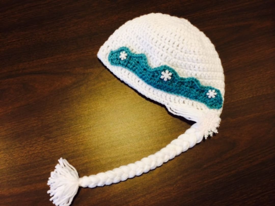 Elsa Inspired Crochet Hat With Snowflake Braid - Etsy
