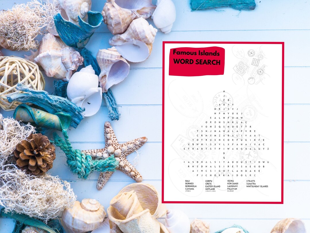 Famous Islands Word Search. Word Search Game. Word Game. Travel Party ...