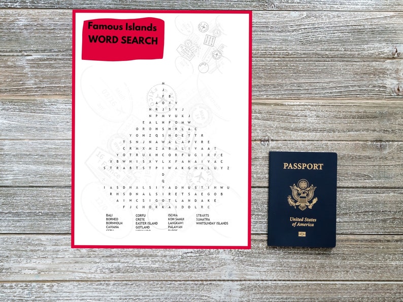 Famous Islands Word Search. Word Search Game. Word Game. Travel Party ...