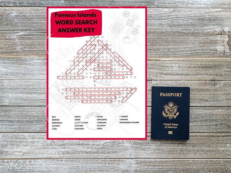 Famous Islands Word Search. Word Search Game. Word Game. Travel Party ...