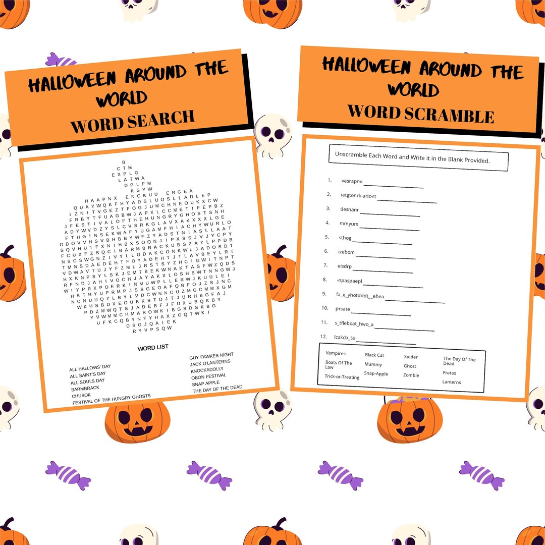 Halloween Word Games • Word Search & Scramble • Digital Download ...
