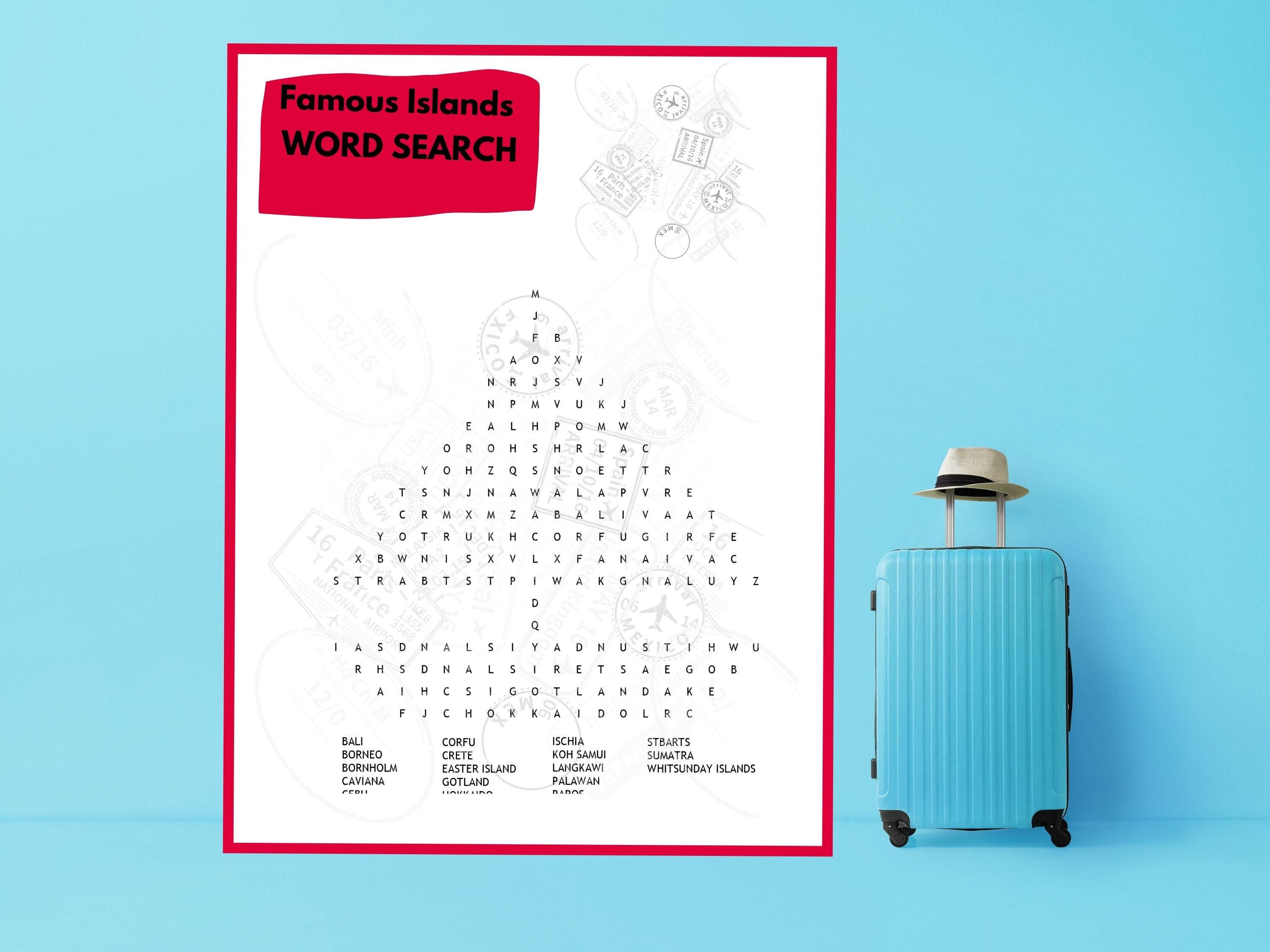 Famous Islands Word Search. Word Search Game. Word Game. Travel Party ...