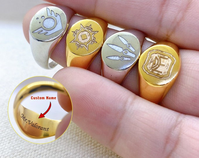 Fanmade Custom Valorant Abilities and Name Ring Handmade Sterling Gold ...