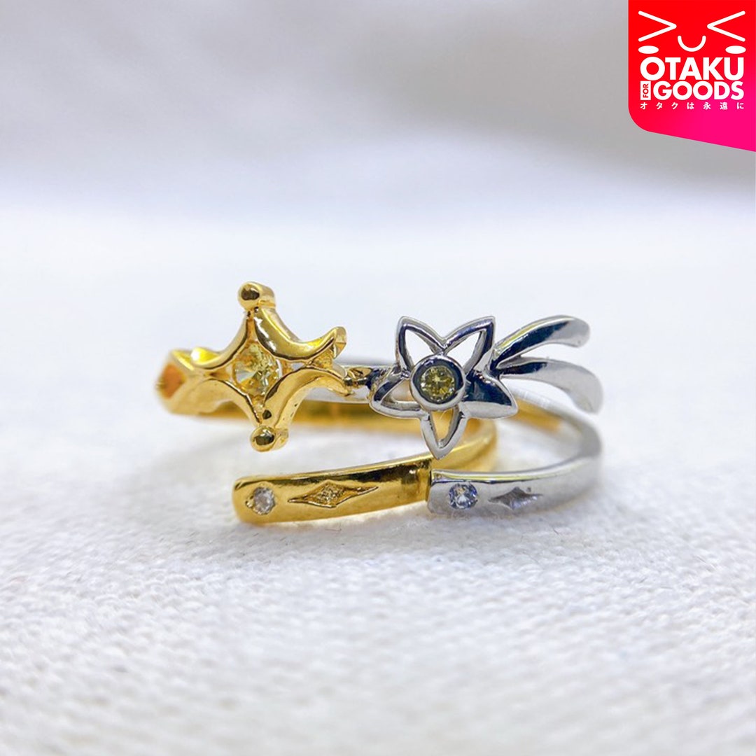 Genshin Impact Couple Traveler Aether Lumine Pattern Custom Ring Handmade Sterling Gold/ Silver ...