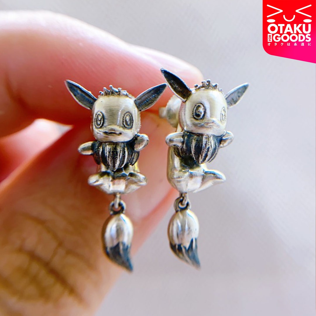 Fanmade Eevee Pokemon Stud Earrings Handmade Silver 950, Eevee Earrings ...