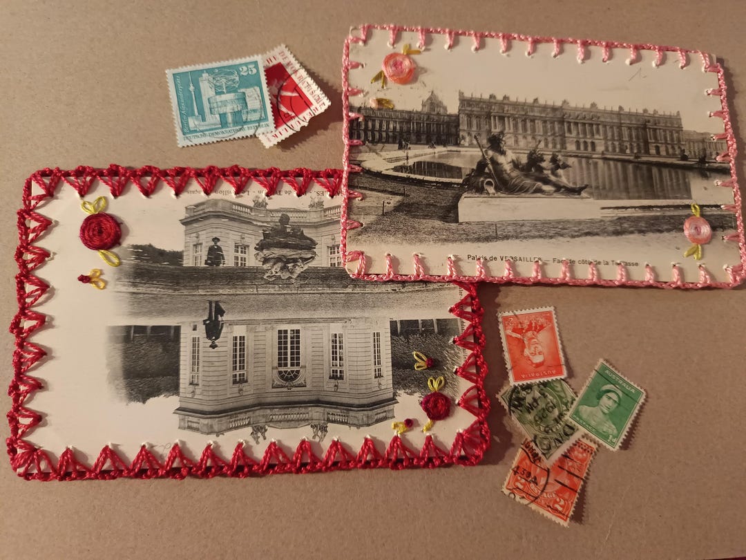 Old Embroidered Postcards, Versailles Postcards, Vintage Postcards - Etsy