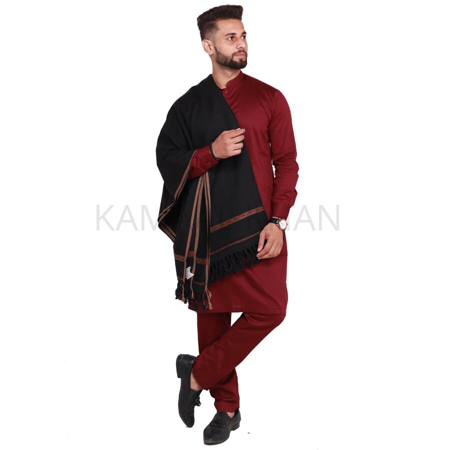 Black Pure Acro-woolen Dhussa Shawl for Man Sindhi Shawl Patoo - Etsy