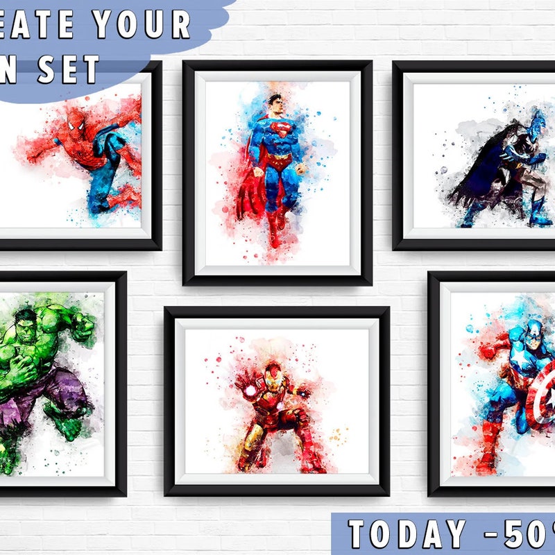 Superhero Watercolor - Etsy