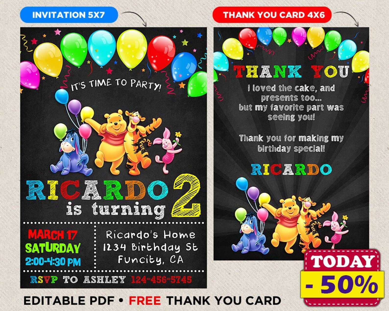 The Pooh Winnie Birthday Invitation the Pooh Winnie Party Invite Pooh ...