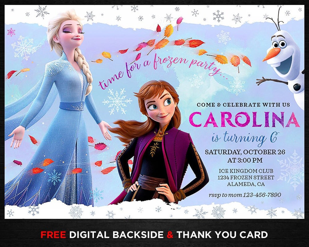 Frozen Birthday Invitation Frozen 2 Theme Invite Birthday Party Girl ...