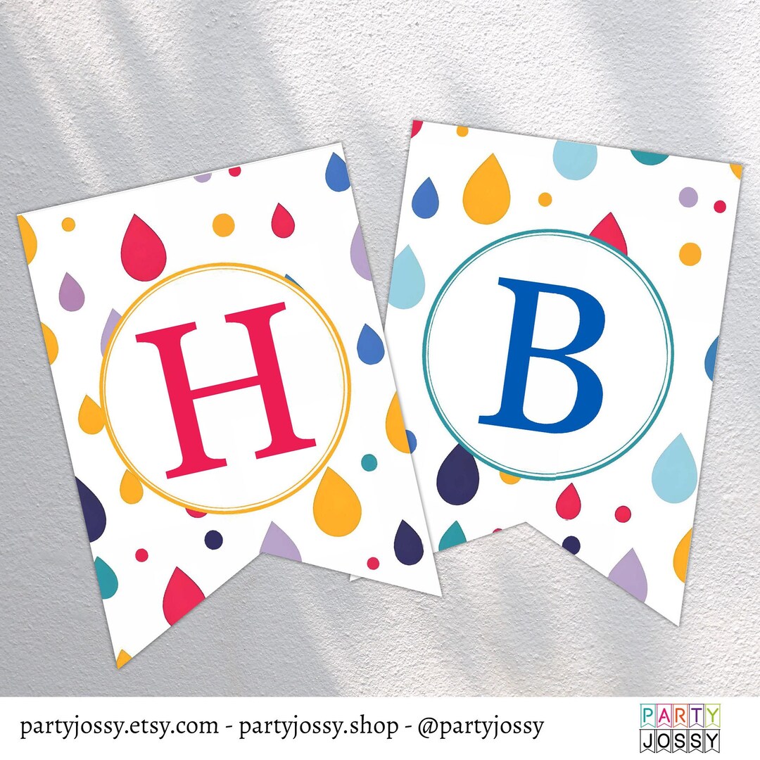 Colorful Raindrops Polka Dot Banner, INSTANT DOWNLOAD, PDF Editable ...