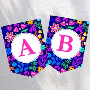 Floral Printable Banner | Editable Letters Flags Template | Spring ...