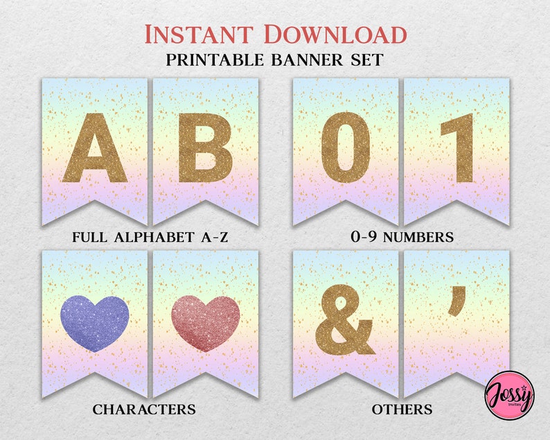 Rainbow Banner Letters A to Z Alphabet Pastel Watercolor | Etsy