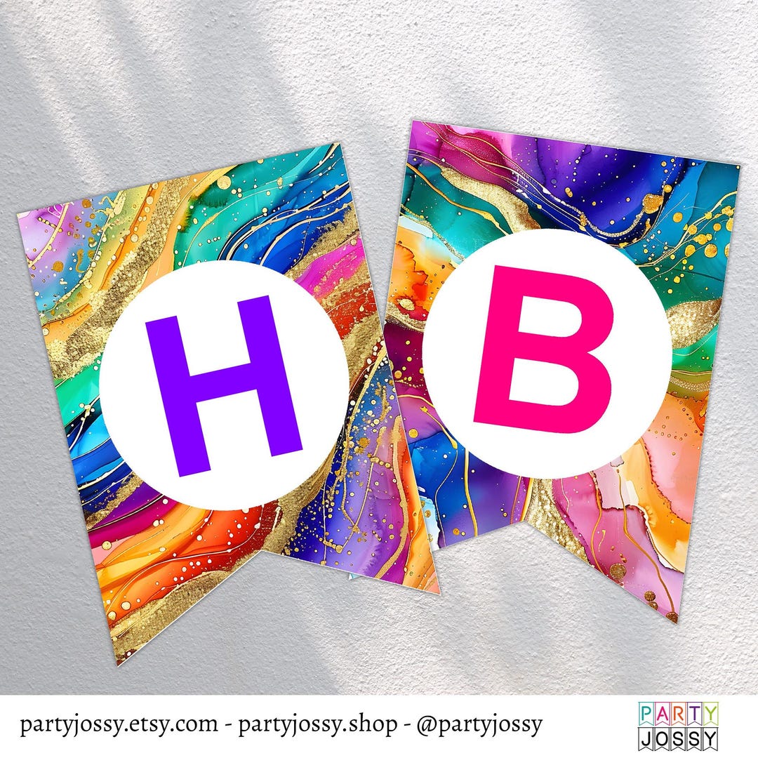 Rainbow Gold Glitter Banner, INSTANT DOWNLOAD, PDF Editable Text - Etsy