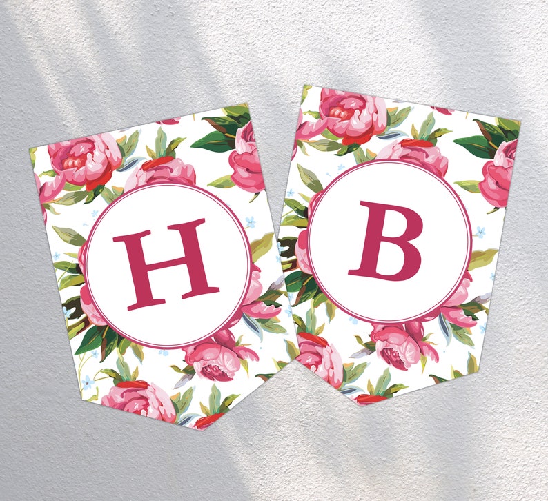 Floral Banner Editable Template Printable Letters Bridal - Etsy