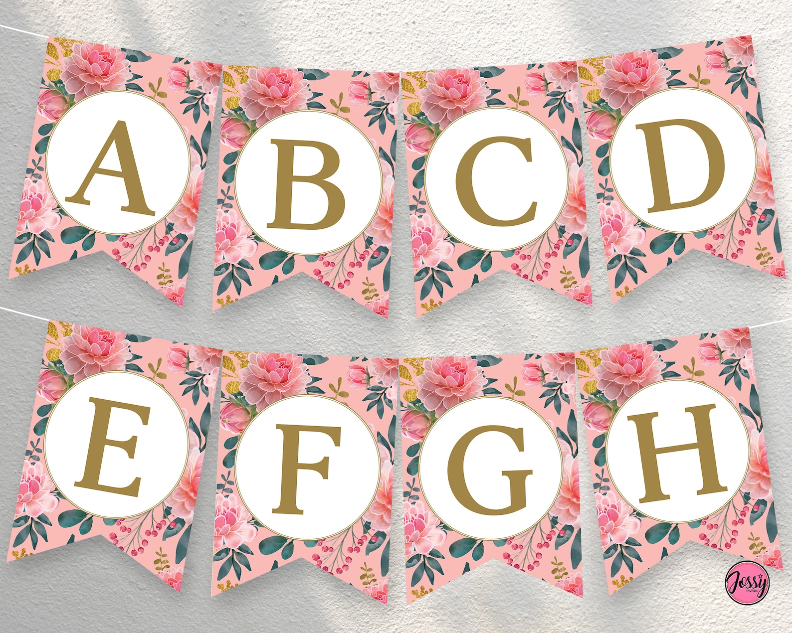 Pink Floral Alphabet Banner Birthday Printable Banner Letters - Etsy