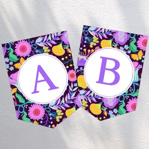 Rainbow Banner Letters A to Z, Alphabet Pastel Watercolor Banner, 1st ...