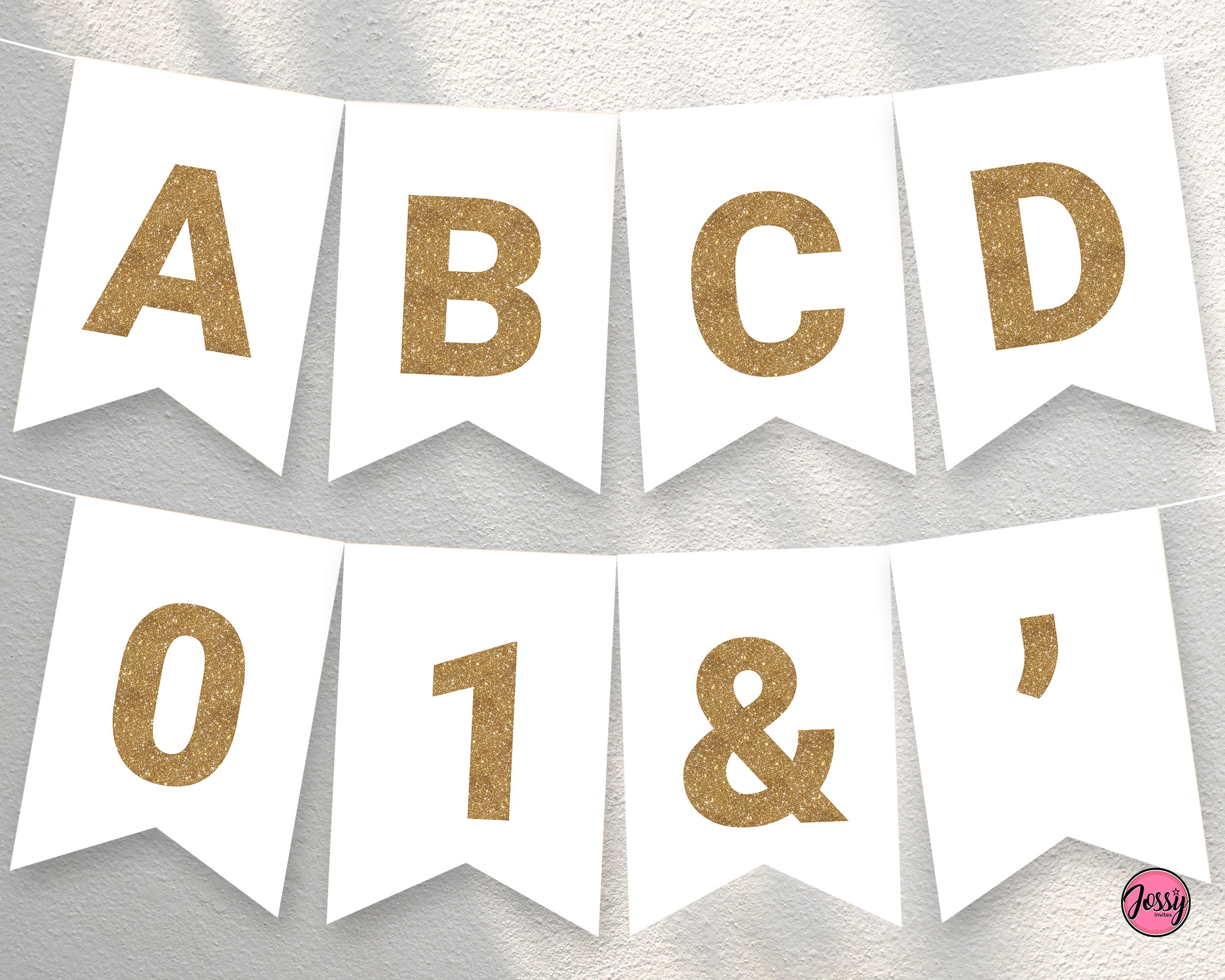 Black Gold Alphabet Banner Sparkle Gold Birthday Printable | Etsy